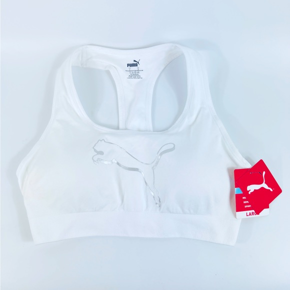 Puma | Tops | Puma White Seamless Sports Workout Bra Large Nwt | Poshmark